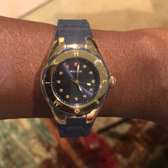 Michele | Accessories | Michelle Navy Blue And Gold Watch | Poshmark